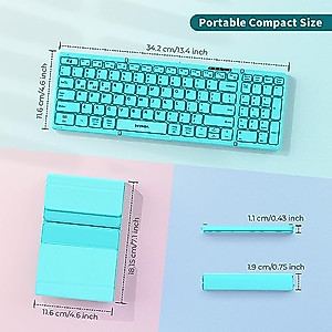 seenda Folding Keyboard with Number Pad, Portable Foldable Bluetooth Keyboard for Travel, Full-Size Rechargeable Keyboard for Laptop Tablet PC Smartphone Windows iOS Android - Green
