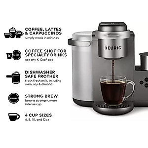 Keurig K-Cafe C Single Serve K-Cup Pod C Latte and Cappuccino Maker, 12, Nickel
