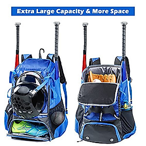 VIGEGARI Youth Baseball Backpack for Boys, Bat Bag, Softball Bag, T-Ball, Softball Equipment & accessories for Bat, Glove Holder, Helmet, Shoes Compartment, Baseball Gifts for Youth and Adults.