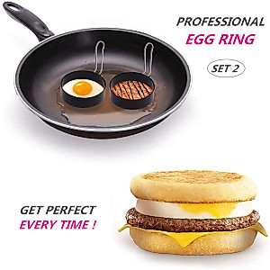 Stainless Steel Egg Ring,2 Pack Round Breakfast Household Mold Tool Cooking,Round Egg Cooker Rings For Cooking Egg Maker Molds
