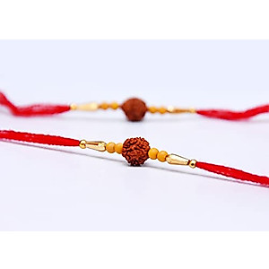 AVN Group Set of 2 Rudraksh Rakhi for Brother Multicolour Stone/Beads | Handmade Raksha Bandha Gift, 12 x 0.5 x 0.5 inches