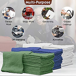 Nabob Wipers Auto Mechanic Shop Towels 100 Pack Shop Rags 100% Cotton Size 14"x14" Commercial Grade (100 Pack, White)