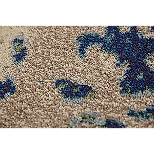 Unique Loom Estrella Collection Abstract, Modern, Light Colors, Distressed Area Rug, 9 ft x 12 ft, Blue/Beige