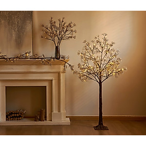 Hairui Lighted Gypsophila Tree 4FT 90 LED Artificial Baby Breath Flowers with Lights for Wedding Party Winter Christmas Holiday Decoration