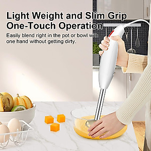Immersion Blender Handheld Blender 4 in 1, 16000rpm Speed, 400W Turbo Motor & Ergonomic Grip Hand Blender Set, Splash-Proof Stainless Steel Blades, for Soup,Baby Food,Smoothies,Sauce,Aquox (White)