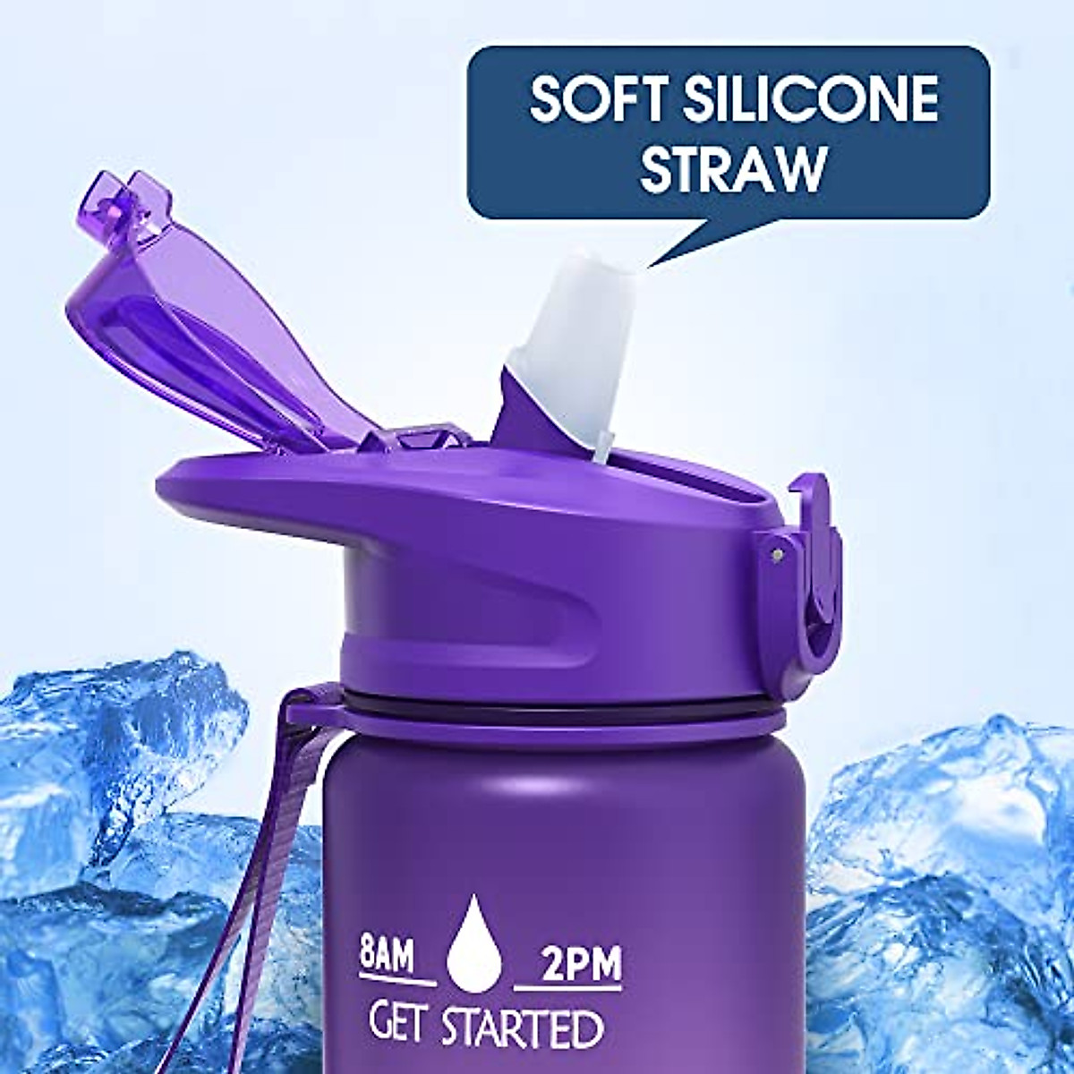 Kymbax 32oz Water Bottle with Time Marker and Straw, Motivational Water Bottle with Handle, Leakproof BPA FREE Tritan Water Jug for School, Gym, Outdoor, Fitness (Ombre Purple Red, 32oz)