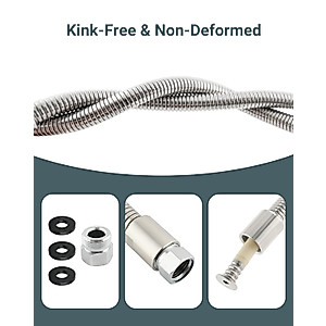 Phivan Commercial Faucet Parts 38" Commercial Sink Faucet Sprayer Hose Stainless Steel Pre-rinse Sprayer Hose Replacement Kit for Most Commercial Dish Spray Flexible Hose Restaurant Industrial Kitchen