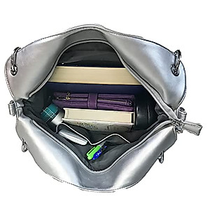 Zzfab Double Handles Starburst Bling Purse Silver Large