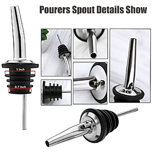 Pafusen 12 Pack Pour Spouts for Liquor Bottles, Liquor Pour Stainless Steel Classic Bottle Speed Pourers with Tapered Spout，Free Flow Pourers，Most Fit Classic Bottle's Lip 3/4"