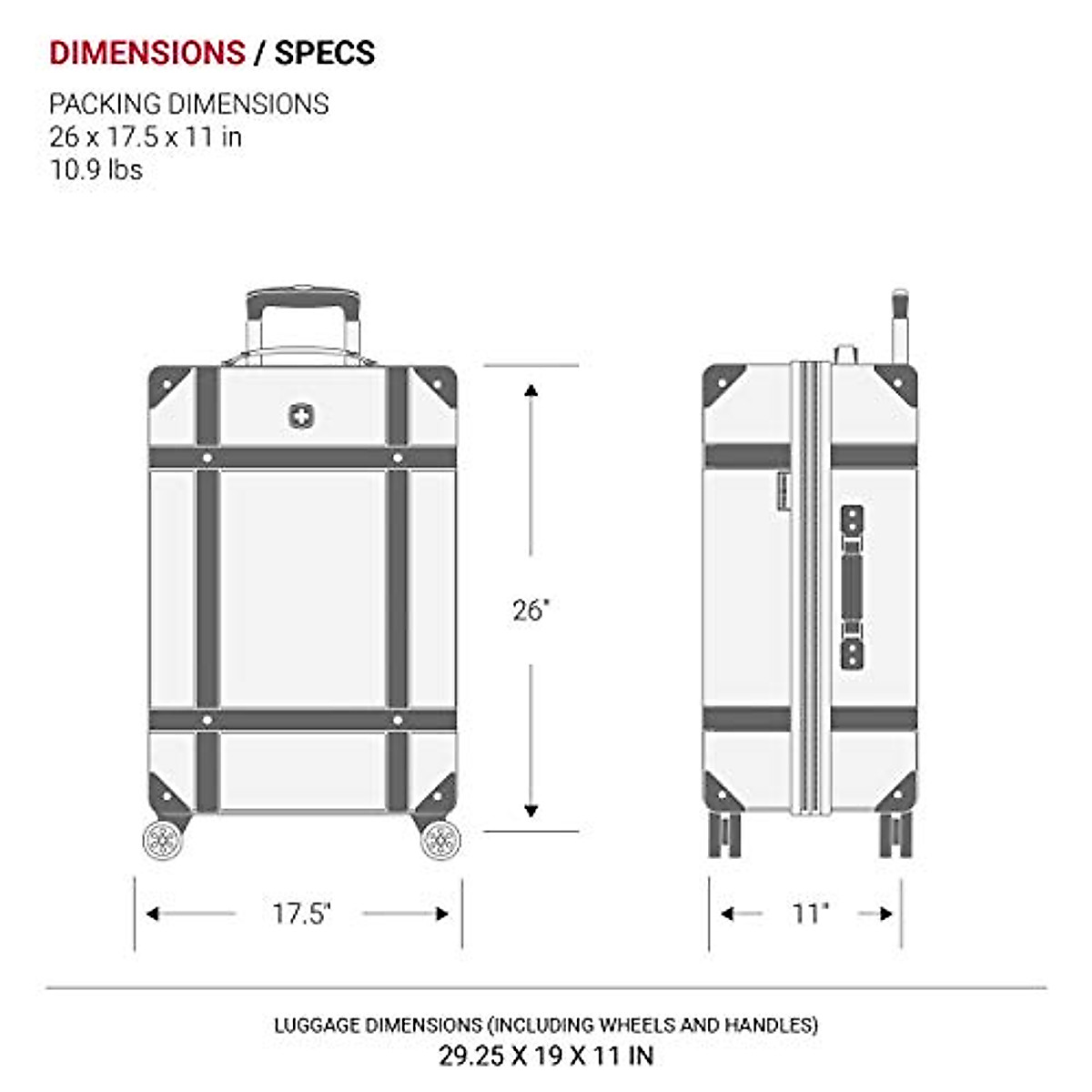 SwissGear 7739 Hardside Luggage Trunk with Spinner Wheels, Blush, Checked-Large 26-Inch