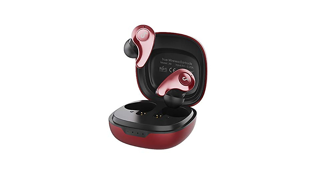 Soiedroo Red Wireless Earbuds with Deep Bass & Fast Charging
