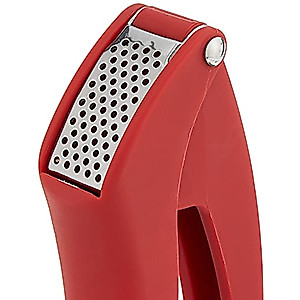 Kuhn Rikon Easy-Clean Garlic Press, No Need to Peel, 7” Red