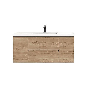Villa White Bathroom Floating Vanity with Quartz Countertop and Sink (48" W)