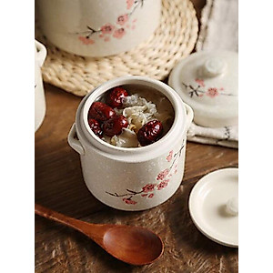 TONGTONG Japanese Style Ceramic Soup Bowl with Double Lid Steam Stewed Pot Home Kitchen Soup Pot for Egg Medicinal Birds Nestt # 21