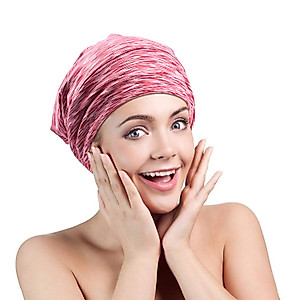 LUKACY Satin Lined Sleep Cap Beanie Hat 6 Pieces Adjustable Bonnet Satin Bonnet for Curly Hair Sleeping caps for Women -Gifts for Ladies Multi-Colored