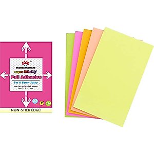 4A Sticky Full Adhesive Notes,5 1/3 x 3 Inches,20 Sheets/Color,5 Colors/Pack,Self-Stick Notes,100 Sheets Total,4A 305 Full Glue