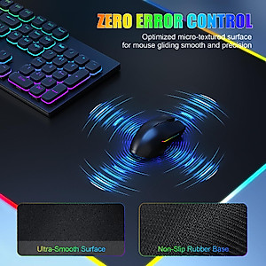 Wireless Charging Mouse Pad, Large Desk Mat Gaming Mouse Pad, Extended Mouse Pads for Desk, Long Desk Pad with Anti-Slip Rubber Base Computer Mousepad Keyboard Pad Desk Writing Pad for Home Office