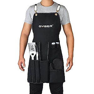 GYBER 6 Pcs BBQ Grill Tool Set, Stainless Steel Spatula, Fork, Tongs, Kitchen Coking Barbecue Camping Utensil Kit - Perfect Grill Accessories, Box Package