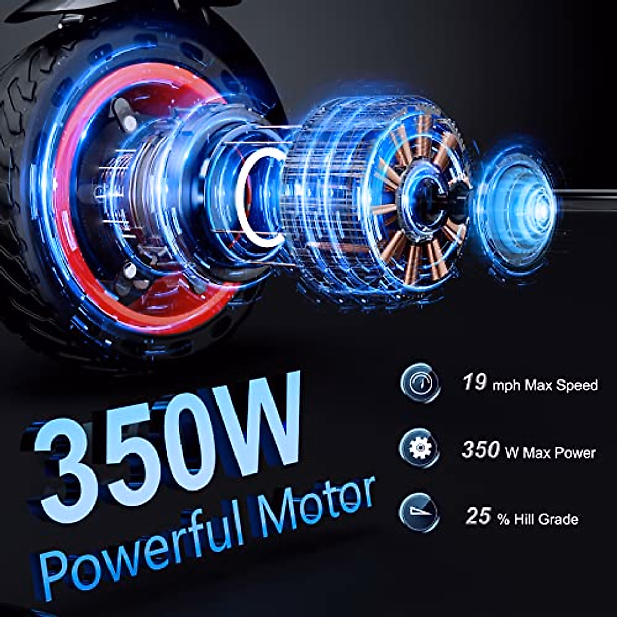 Aovowheel ES7 Electric Scooter - Upgrade Dual Suspension, Up to 20 Miles Long-Range, 19 Mph Top Speed, Portable Folding Commuting Scooter for Adults, Double Braking System and App