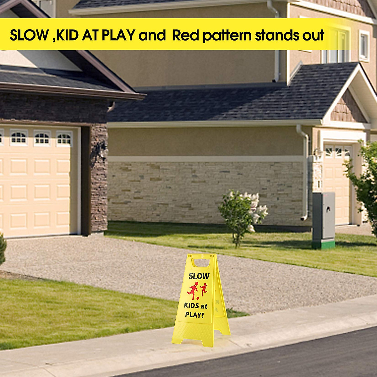 Slow Kids at Play Sign, Children at Play Safety Signs with Double-Sided Text and Graphics for Street Neighborhoods Schools Park Sidewalk Driveway (2-Pack Green)