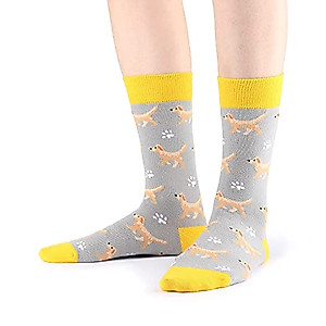 Knapfold Men's Golden Retriever Socks Funny, Dog Lovers Gifts, Novelty Casual Crew Socks
