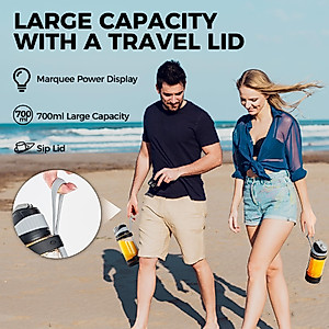 Portable Blender, Anti-Jamming 300 Watt for Shakes and Smoothies, 24oz Travel Blender USB Rechargeable, BPA Free Sporty bottle with a Travel Lid. (Black Base Grey Lid)