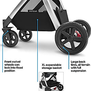 Mompush Ultimate2 Baby Stroller with Removable Bassinet - Full-Size Baby Strollers for Comfortable Outings with Baby - Toddler Stroller with Reversible Stroller Seat - Smooth Glide Bassinet Stroller