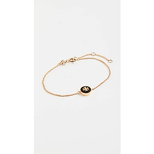 Tory Burch Women's Kira Enamel Chain Bracelet, Tory Gold/Black, One Size