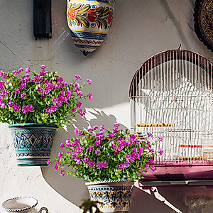 URSTOUD 6PCS Artificial Eucalyptus Flowers, Fake Artificial Greenery UV Resistant No Fade Faux Plastic Plants for Wedding Bridle Bouquet Indoor Outdoor Home Garden Kitchen Office Table Vase(Fuchsia)