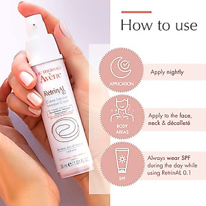 Eau Thermale Avene - RetrinAL 0.1 Intensive Cream - Retinaldehyde - Rejuvenates Skin & Helps Reduce Signs of Aging - Airless Pump - 1.0 fl.oz.