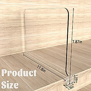 Hmyomina 6pcs Shelf Dividers for Closet Organization, Acrylic Shelf Dividers for Wood Shelf and Cabinets Shelf in Bedroom, Kitchen and Office