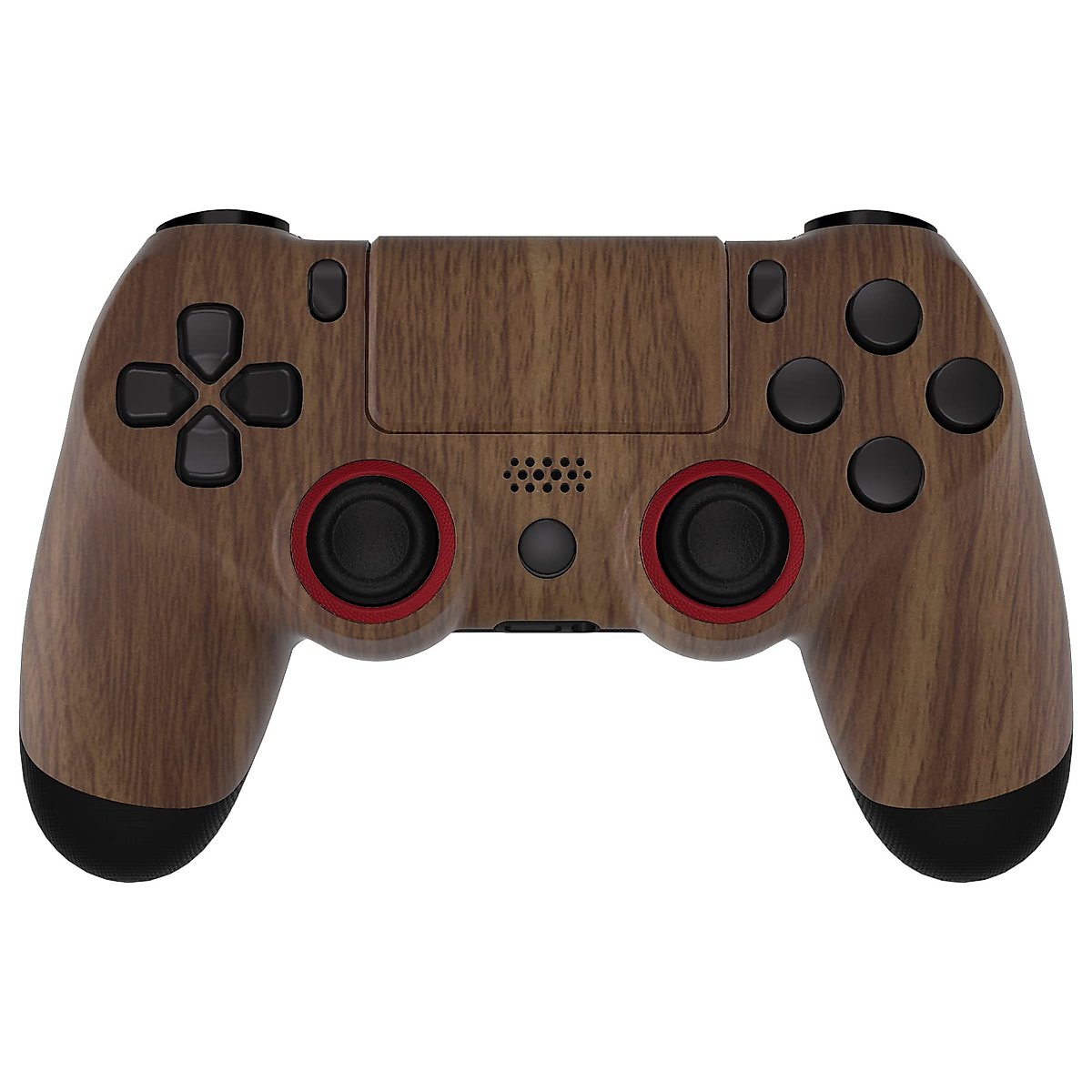 eXtremeRate Wood Grain Ghost Replacement Faceplate Touchpad Cover, Redesigned Soft Touch Housing Shell Case Touch Pad Compatible with PS4 Slim Pro Controller JDM-040/050/055 - Controller NOT Included
