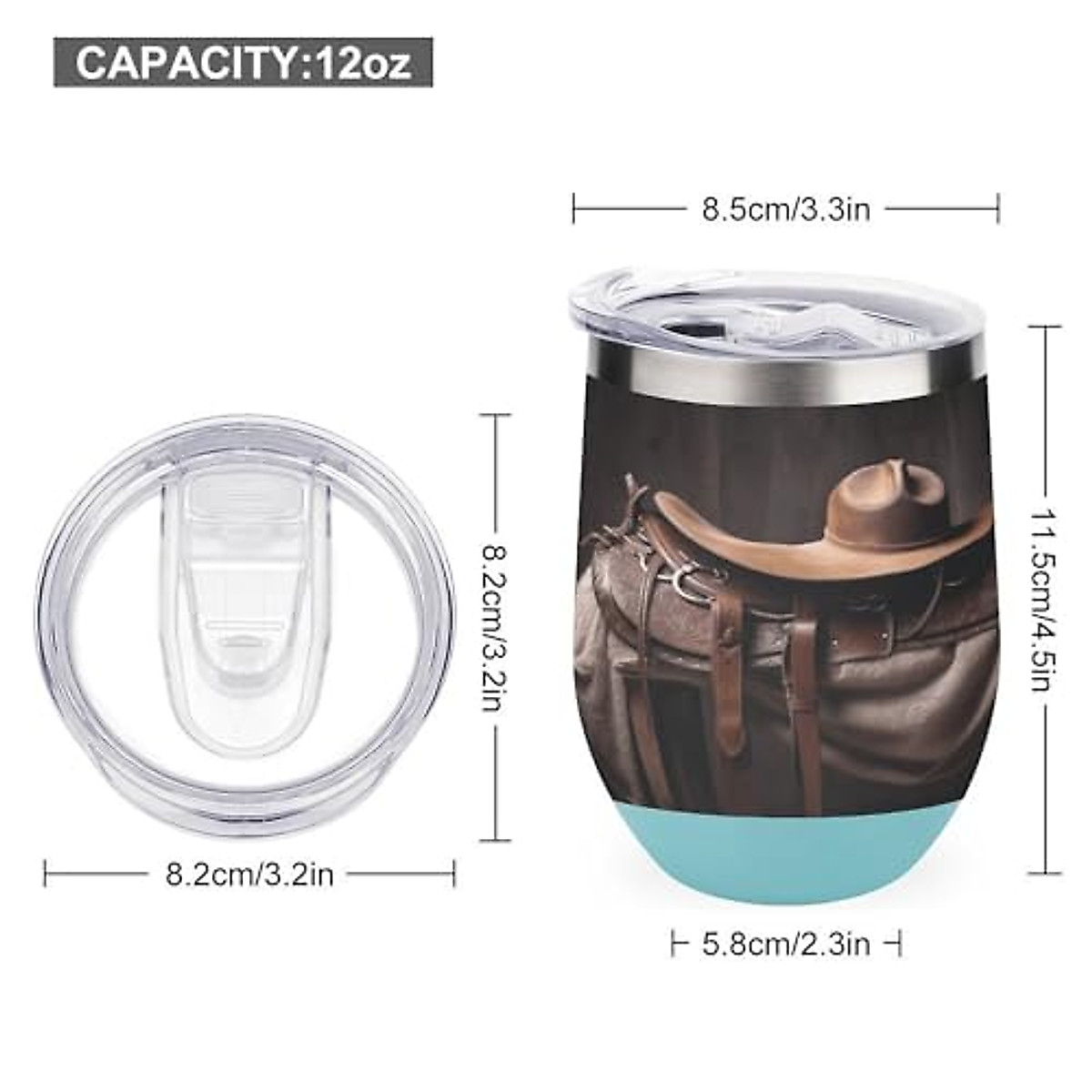 YKUDBN Stainless Steel Insulated Cup, Horse Saddle with A Cowboy Hat Wild Print 304 Stainless Steel, Smooth Round Rim Ideal for Office, Home, And Gift Giving