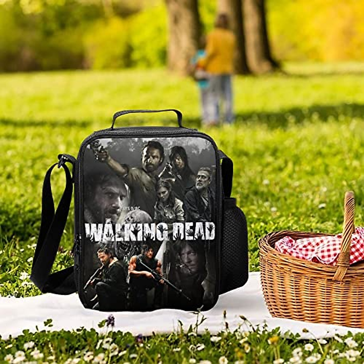 Waterproof Reusable Insulation Lunch Bags The Apocalyptic Walking Horror Drama Dead Lunch Bag Fruit Tote Warm Pouch for Return Gift Lunch Box with Adjustable Shoulder Strap Ages 12-18 years old