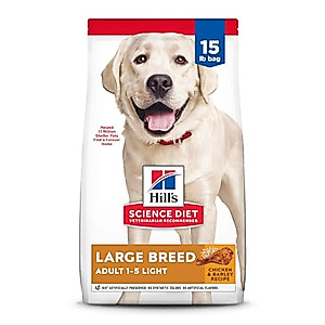 Hill's Science Diet - Large Breed, Light Lower Calories Chicken Meal & Barley Dry Dog Food, 15 LB Bag