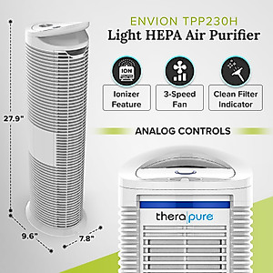 ENVION Therapure Medium/Large Room Home HEPA Air Purifier with Neutralizing Light Technology, Cleanable Air Filter, Analog Controls, & 3 Fan Speeds