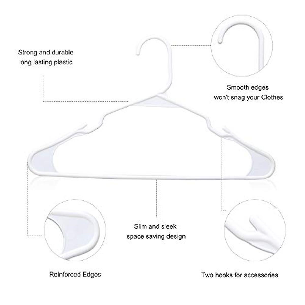 Pretigo Plastic Hangers Clothes Hangers Plastic -50 Pack-Clothing Hangers for Adult White Hangers Plastic Clothes Hanger with Notches Hangers for Clothing Suit…