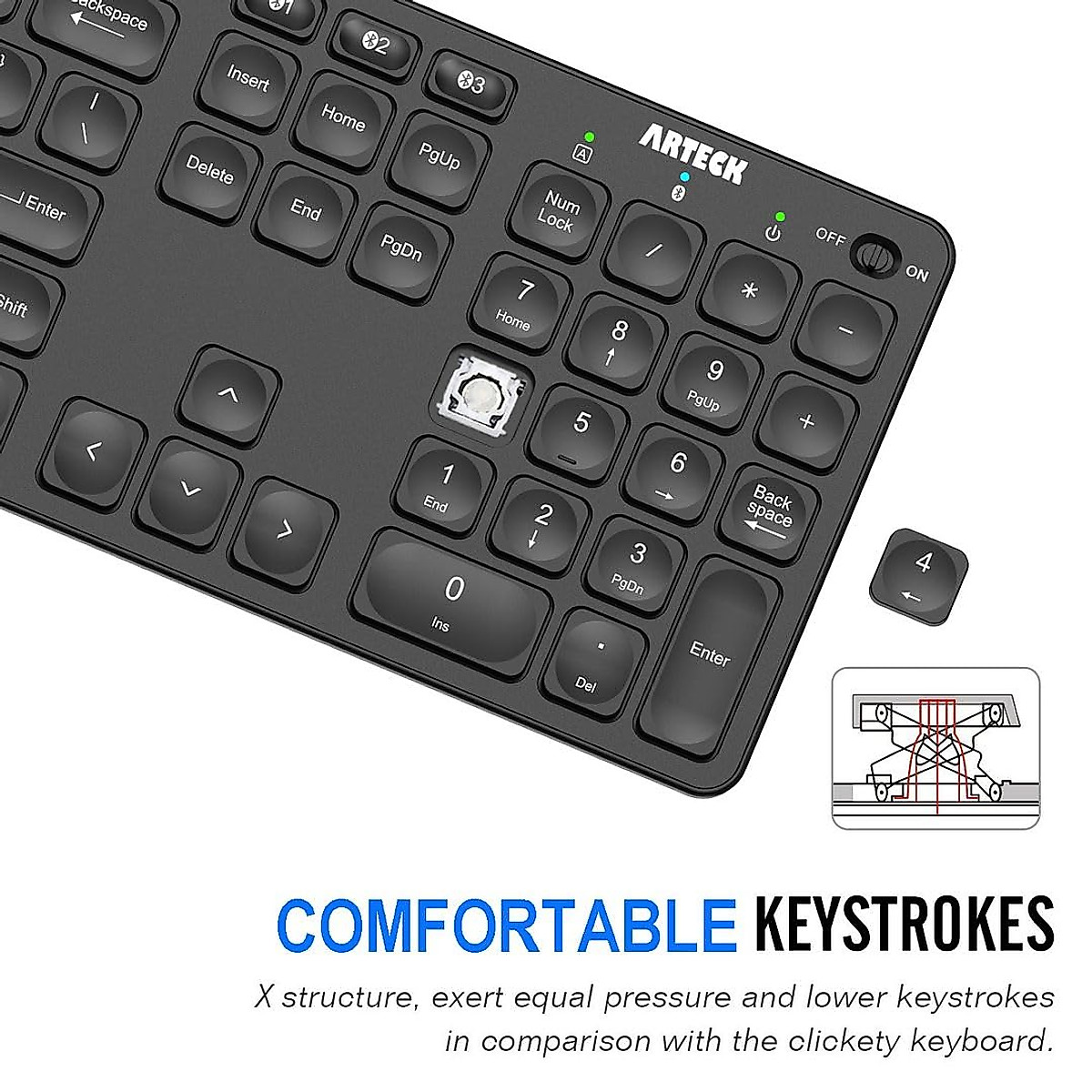 Arteck Universal Backlit 7-Colors & Adjustable Brightness Multi-Device Full Size Wireless Bluetooth Keyboard for Windows, iOS, iPad OS, Android, Computer Desktop Laptop Surface Tablet Smartphone