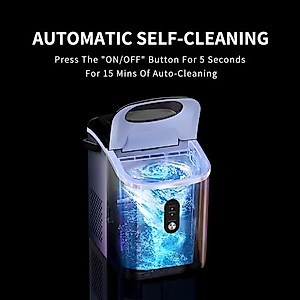 Pobwam Nugget Ice Maker Countertop Chewable Ice Maker Machine with Handle Self-Cleaning Ice Machine with Ice Scoop Ice Basket Ice Makers for Home/Kitchen/Party/33Lbs/24H Silver