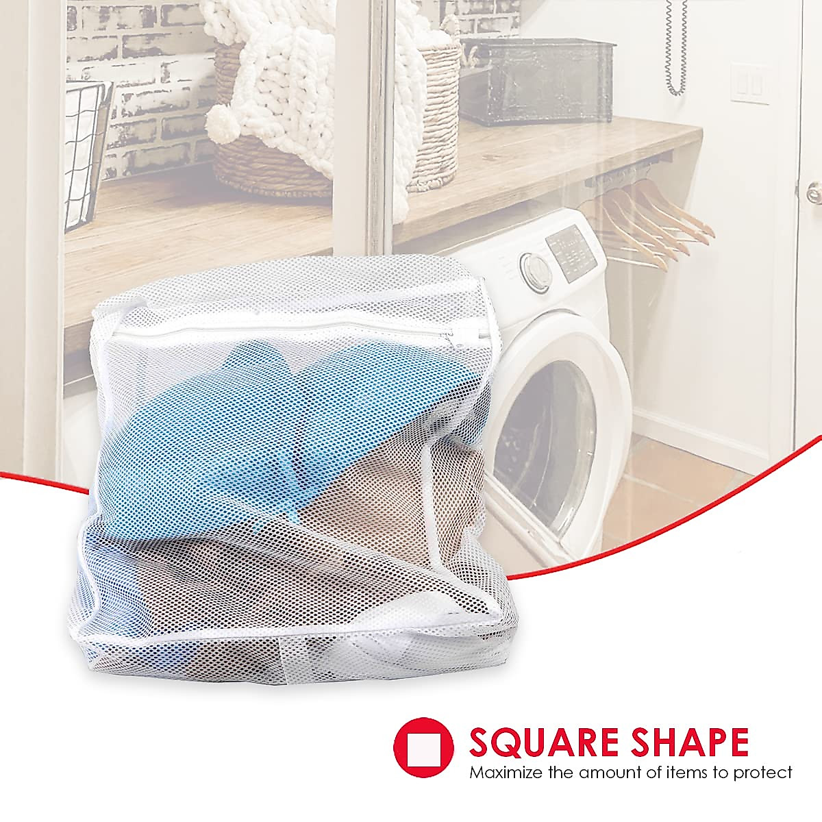 Laundry Bag For Washing Machine, (White), By Home Basics | Lingerie Mesh Laundry Bag With Zipper | Washer Bags For Laundry and Travel