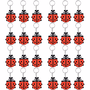 Elecrainbow 24 Pack Ladybug Keyring Pack Party Favor for Ladybug Lover, My Little Ladybug Themed Party, Baby Shower, Birthday