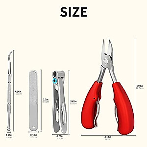 Toenail Clippers for Toenail Clippers for Thick Nails, Professional Nail Clippers for Thick & Ingrown Toenails,Stainless Steel Toenail Clipper Kits for Man & Seniors 4PCS