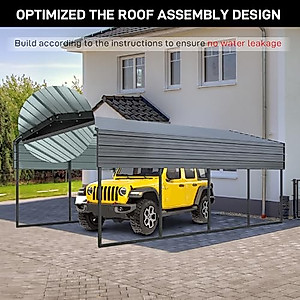 12x20 Ft Metal Carport, Heavy Duty Car Port with Galvanized Steel Roof, Outdoor Car Garage, Large Carport Canopy, Steel Car Shelter for Car, Boats and Truck, Charcoal Black
