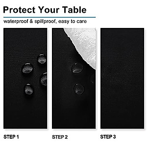 Hiasan Black Rectangle Tablecloth - 54 x 80 Inch - Waterproof & Wrinkle Resistant Washable Fabric Table Cloth for Dining, Party and Outdoor use