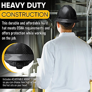 Hard Hat Construction OSHA Approved Vented Full Brim Safety Helmet Black Design Hard Hats, Cascos De Construccion Work Hardhat, 6 Point Ratcheting System | Meets ANSI Z89.1