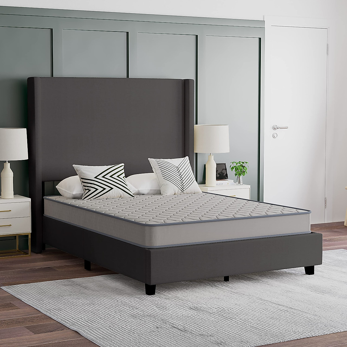 EMMA + OLIVER Astor Full Premium Mattress in a Box - 6" Hybrid Innerspring Mattress - CertiPUR-US Certified Foam - Medium Firm Support - Knit Fabric Top