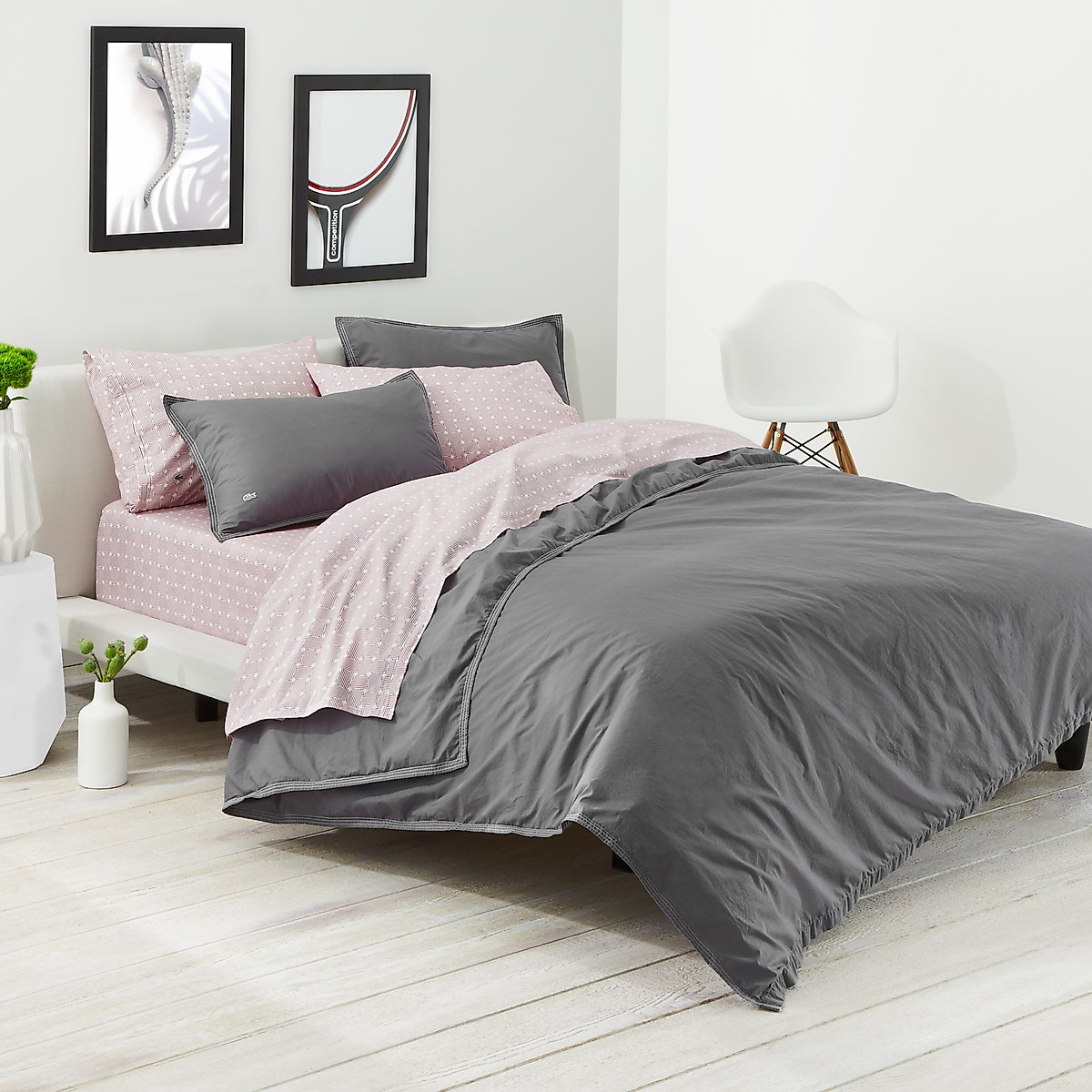 Lacoste Washed Solid Duvet Set, Castle Rock, King