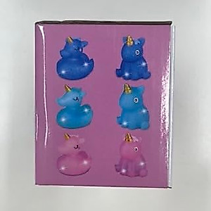 Light Up Unicorn Floating Bathtub Toys Animal Flashing Bath Toy Unicorn Glitter Water Toy for Kids Cake Decoration Bathroom Shower Games Swimming Pool Party Favors 6pcs Set