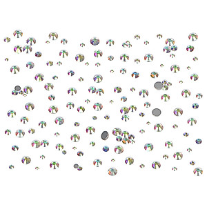 Bymitel 7200 Pieces 6 Mixed Sizes Glue Fix on Glass Rhinestones Round Crystal Gems Flatback for DIY Jewelry Making with one Picking Pen (6-Sizes 7200PCS, Crystal AB)