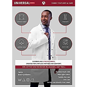Adar Universal Stretch Lab Coat for Women - 28" Tab-Waist Lab Coat - 3300 - White - S